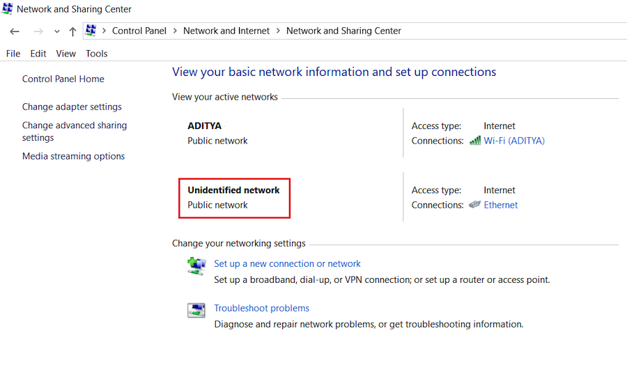 How to fix Ethernet "Unidentified Network" problem in Windows 10 - BugsFighter