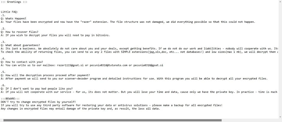 How to remove Razer Ransomware and decrypt .razer files - BugsFighter