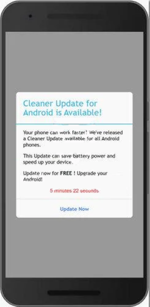 Wie man den Popup-Betrug Cleaner Update loswird (Android) - BugsFighter