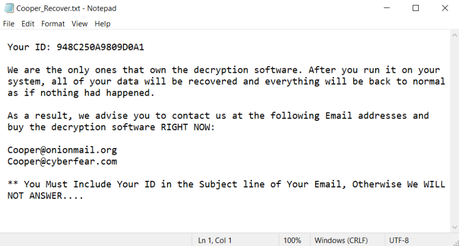 How To Remove Cooper Ransomware And Decrypt Cooper Files Bugsfighter