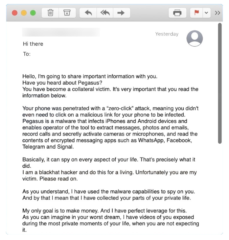 Comment arrêter « Avez-vous entendu parler de Pegasus ? » spam par ...