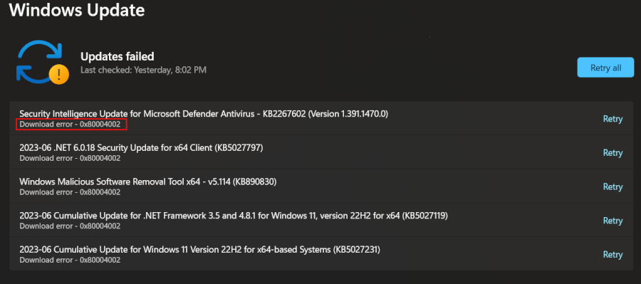 How to fix Windows Update error 0x80004002 on Windows 11 - BugsFighter