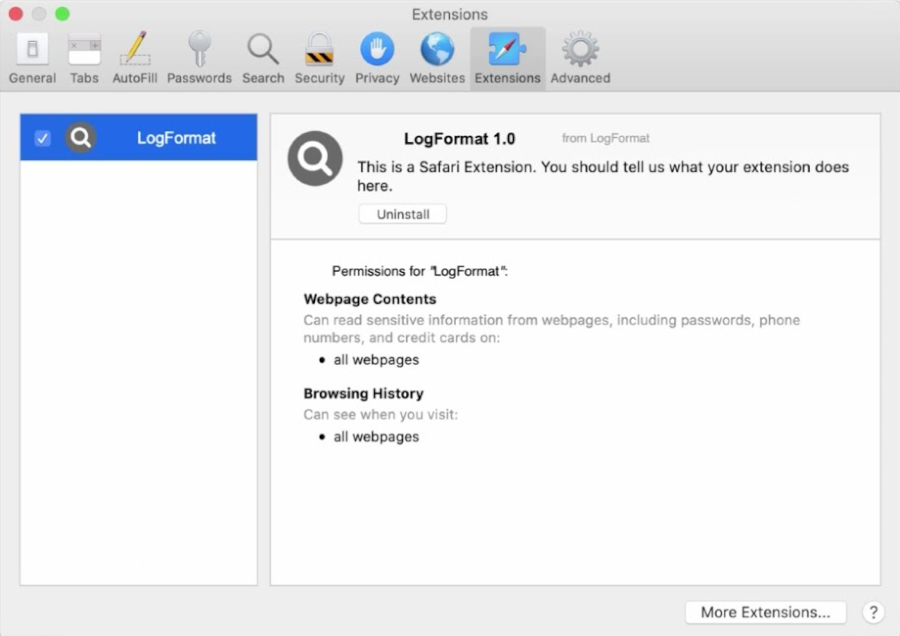 How to remove LogFormat (Mac) - BugsFighter
