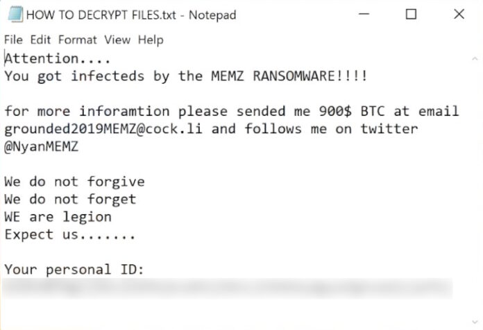 MEMZ Ransomware を削除し、.MEMZ ファイルを復号化する方法 - BugsFighter