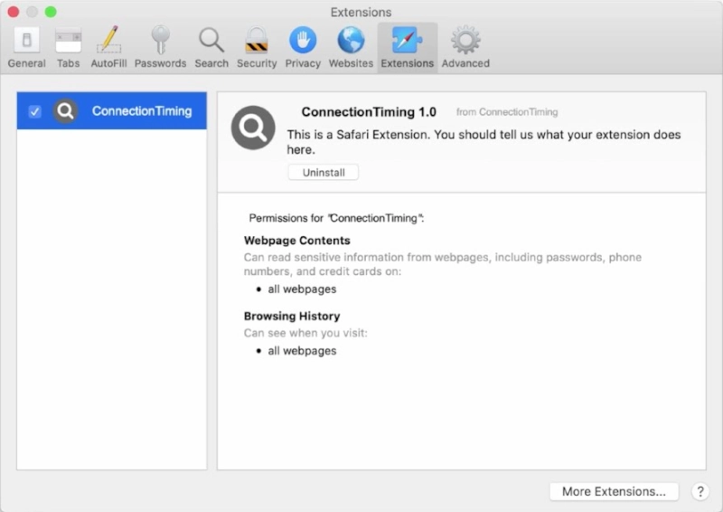 How to remove ConnectionTiming (Mac) - BugsFighter