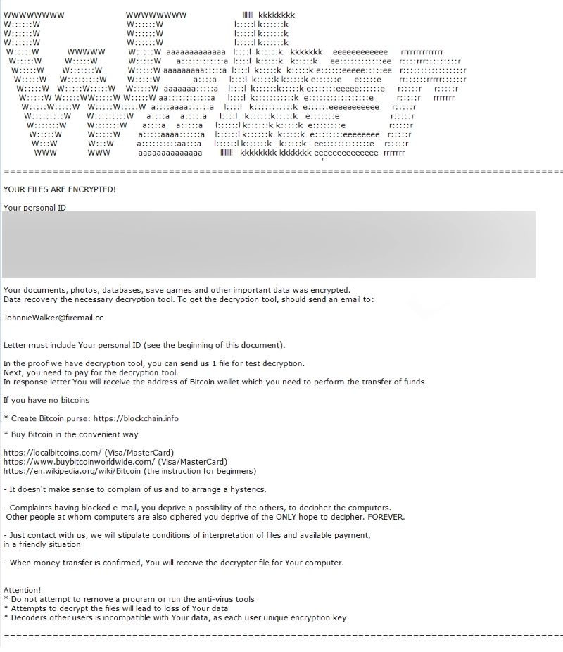 How to remove Scarab-Walker Ransomware and decrypt .JohnnieWalker files ...