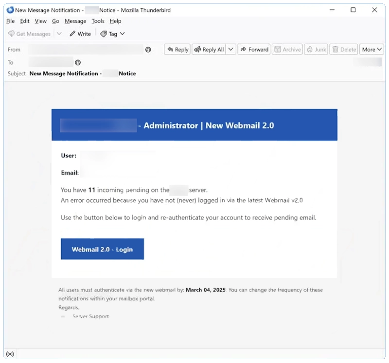 How to stop "New Webmail 2.0" e-mail spam - BugsFighter
